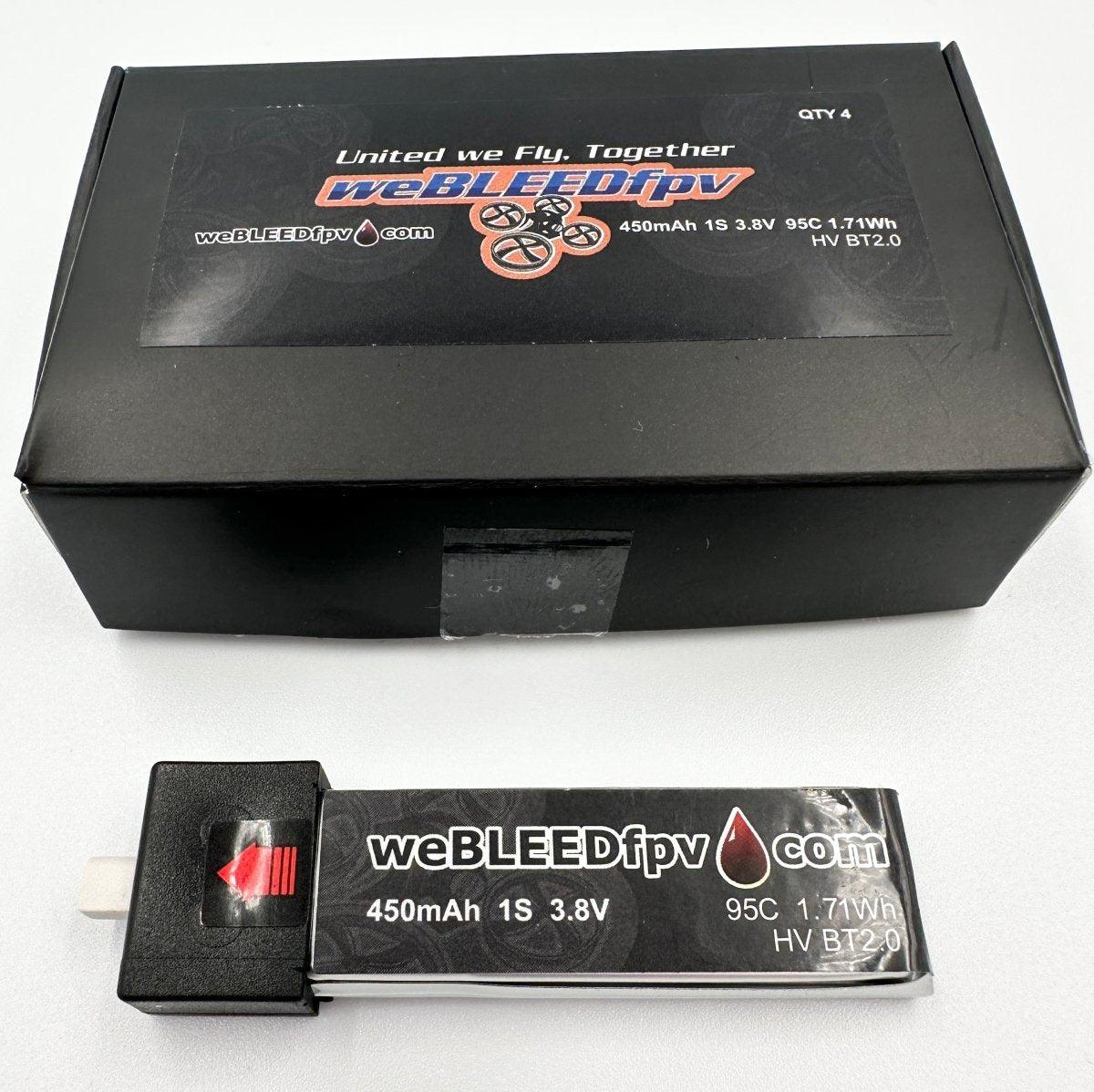 weBLEEDfpv 450mAh 1S BT2.0 LiPo Batteries (4 pack) - Choose Pigtail ...