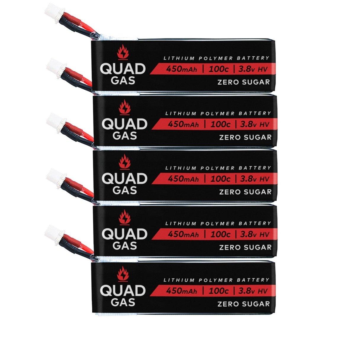 WREKD® Quad Gas 1S 450mAh V1 Batteries (5 pack) - Choose Connector